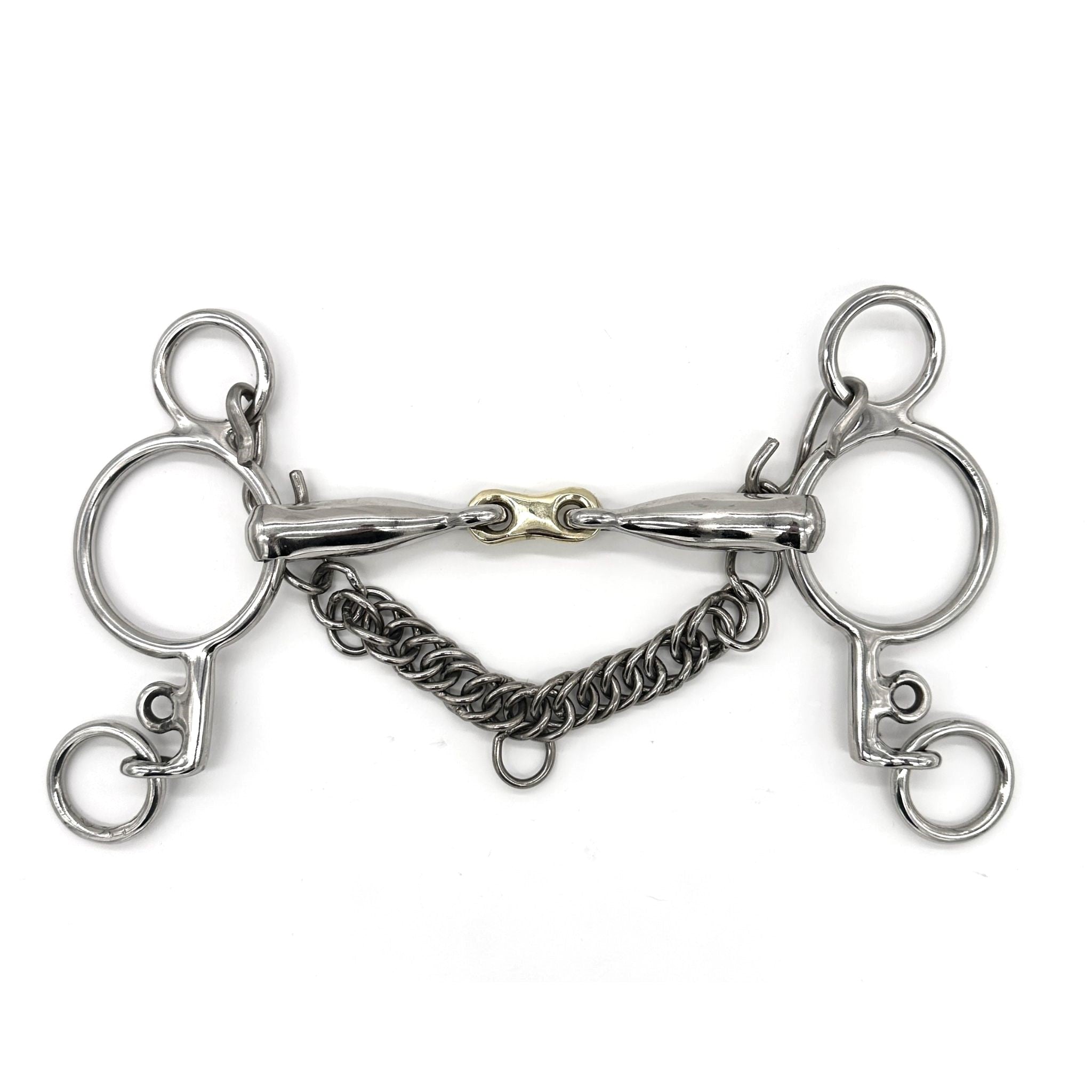 Double Jointed Loose Ring Pelham Bit with Brass French Link Bit – AJR SPORT LLC